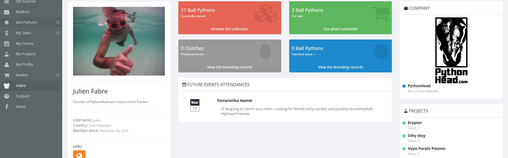 PythonHead - Quality Ball Pythons & Tracking Software